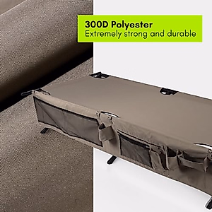 Extremus New Komfort Camp Cot, Folding Camping Cot, Guest Bed, 300 lbs Capacity, Steel Frame, Strong 300D Polyester Surface, includes Side Storage Organizer, Carry Bag