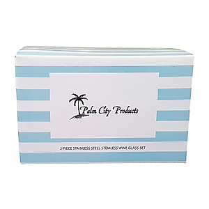 Palm City Products Stainless Steel Stemless Wine Glasses - 2 Piece Set