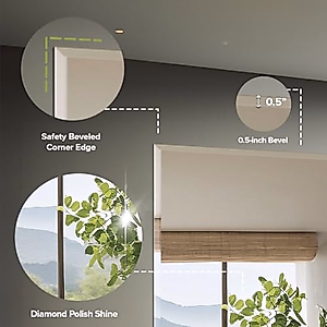 Gatco 1802 Bathroom Wall Mirror, 32"H x 24"W Modern mirror for Living Room, Vanity, Slim Design Beveled Frameless Large Rectangle mirror - Hangs Horizontal or Vertical with Easy Mount Safety Bracket