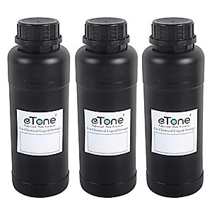 eTone 3X 500ml Darkroom Chemical Storage Bottles with Caps Film Photo Developing Processing Equipment (Black)