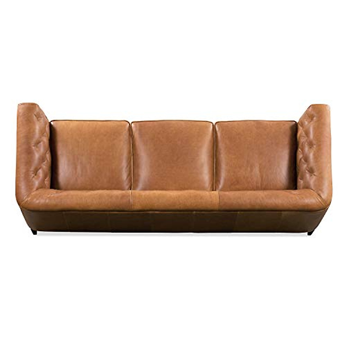 POLY & BARK Essex Leather Couch – 89-Inch Leather Sofa with Tufted Back - Full Grain Leather Couch with Feather-Down Topper On Seating Surfaces – Vintage Pure-Aniline Italian Leather – Cognac Tan