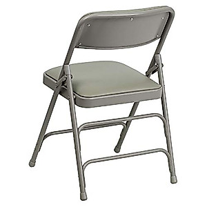 Flash Furniture 4 Pack HERCULES Series Curved Triple Braced & Double Hinged Gray Vinyl Metal Folding Chair