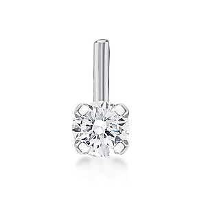 Lavari Jewelers 20 Gauge 0.07 Carat Lab Grown Diamond L-Shaped Nose Ring in 14k White Gold (D-E, I2-I3, cttw) 2.7 mm