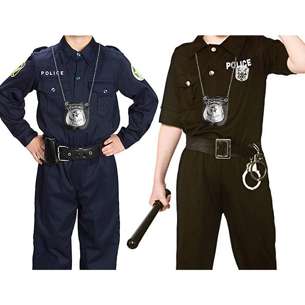 Joy Join Kids Police dress up Accessories Pretend Play Special Police Badge with Chain(Black)