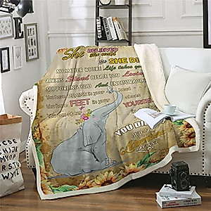 Elephant Sunflower Throw Blanket, Elephant Gifts for Women, Fleece Soft Blanket for Bed, Cozy Plush Blanket for Sofa Couch Office Blanket for Women 80 × 60 Inches