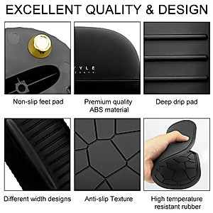 2pcs With Dish Mat Stove Top Anti Slip Spoon Rest Countertop Pot Lid Holder Set Cool Kitchen Gadget Keeps Countertops Clean (Black)