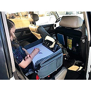Kid’s Car Seat Travel Tray – Dry Erase Lap Table with Markers and Mesh Pockets – Keep Children and Babies Occupied – by K4 Dynamics