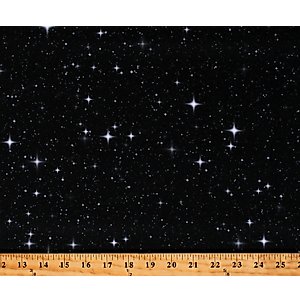 Fields Cotton Stars Night Sky Starry Galaxy Outer Space Black Fabric Print by The Yard (4SCI-1), 44 Inches