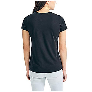 Nautica Women's Easy Comfort Supersoft 100% Cotton Classic Logo T-Shirt, True Black, Medium
