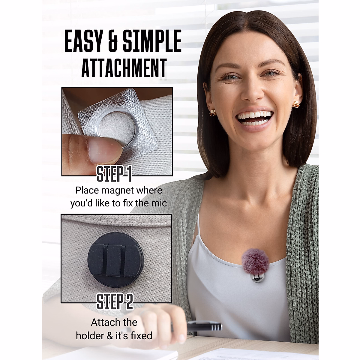BALSANG BA06 Magnetic Holder for Lavalier Microphone | White Microphone Holder & Wire Clips | Tiny Microphone Accessories | Mini Mic Cable Clips & Wire Holders | Wire holder for Clip Microphone