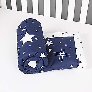 Belsden Ultra Soft Star Baby Comforter, Cozy Breathable Lightweight Crib Quilt for Boys Girls, 34" x 44" Nursery Bedding Baby Toddler Quilted Blanket, Duvet Insert, Space Star Navy Blue