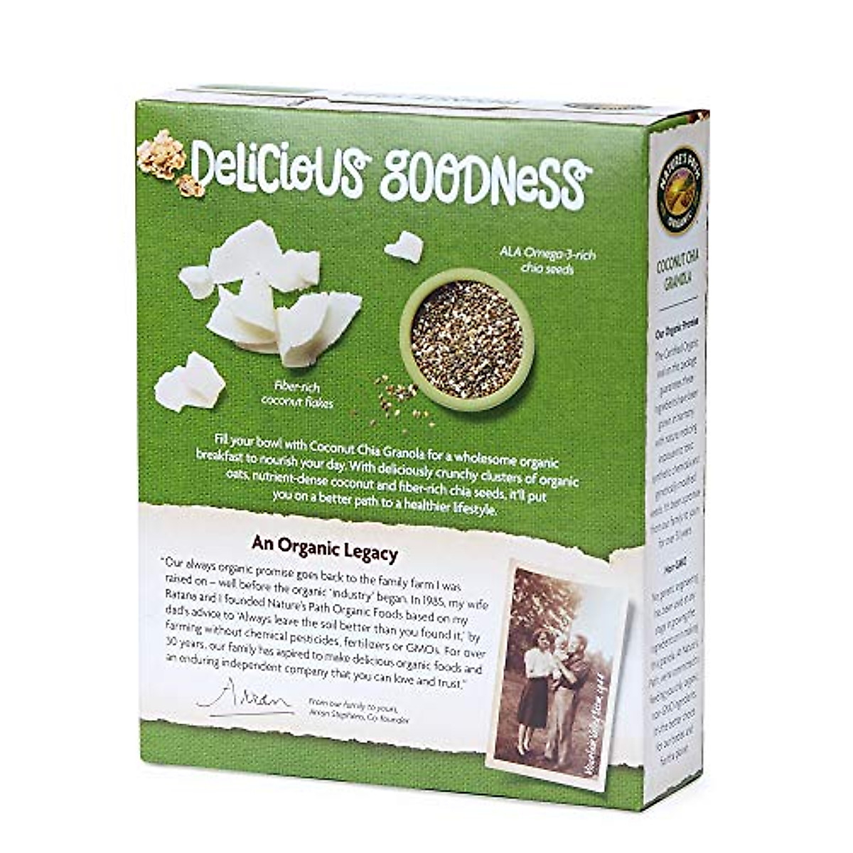 Nature's Path Organic Coconut Chia Granola, 12.34 Ounce, Non-GMO, 30g Whole Grains, with Omega-3 Rich Chia Seeds