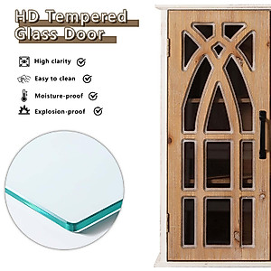 Haigopa Double Door Wall Mounted Cabinet - Rustic Wood Bathroom Storage with Glass Insert, Farmhouse Style Vintage Hanging Cabinet, Fully Assembled