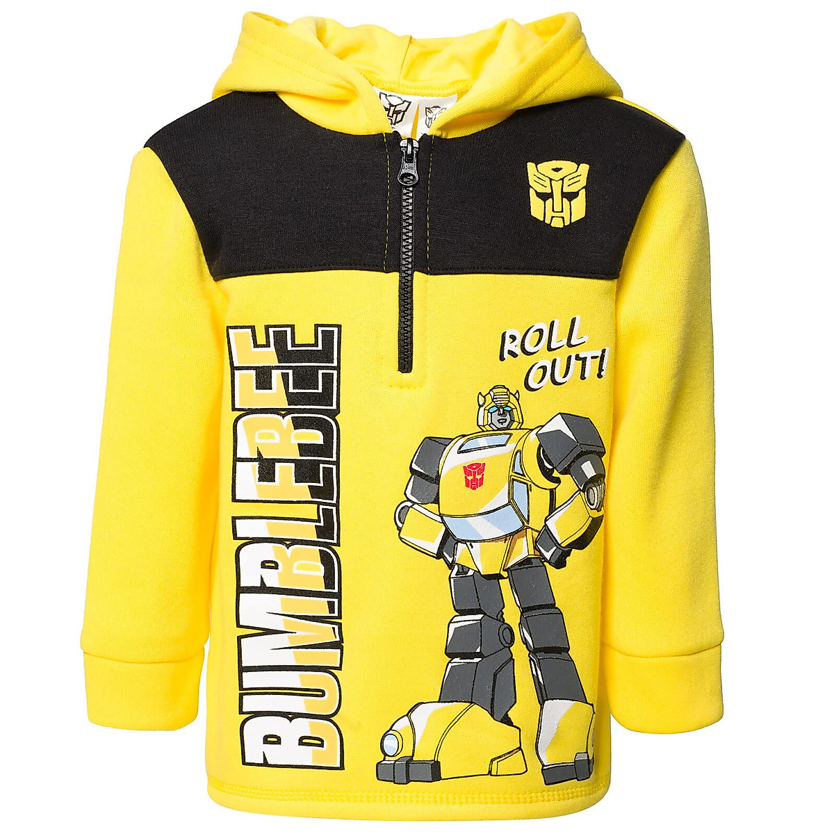 Transformers Bumblebee Big Boys Fleece Half Zip Hoodie Yellow 10-12