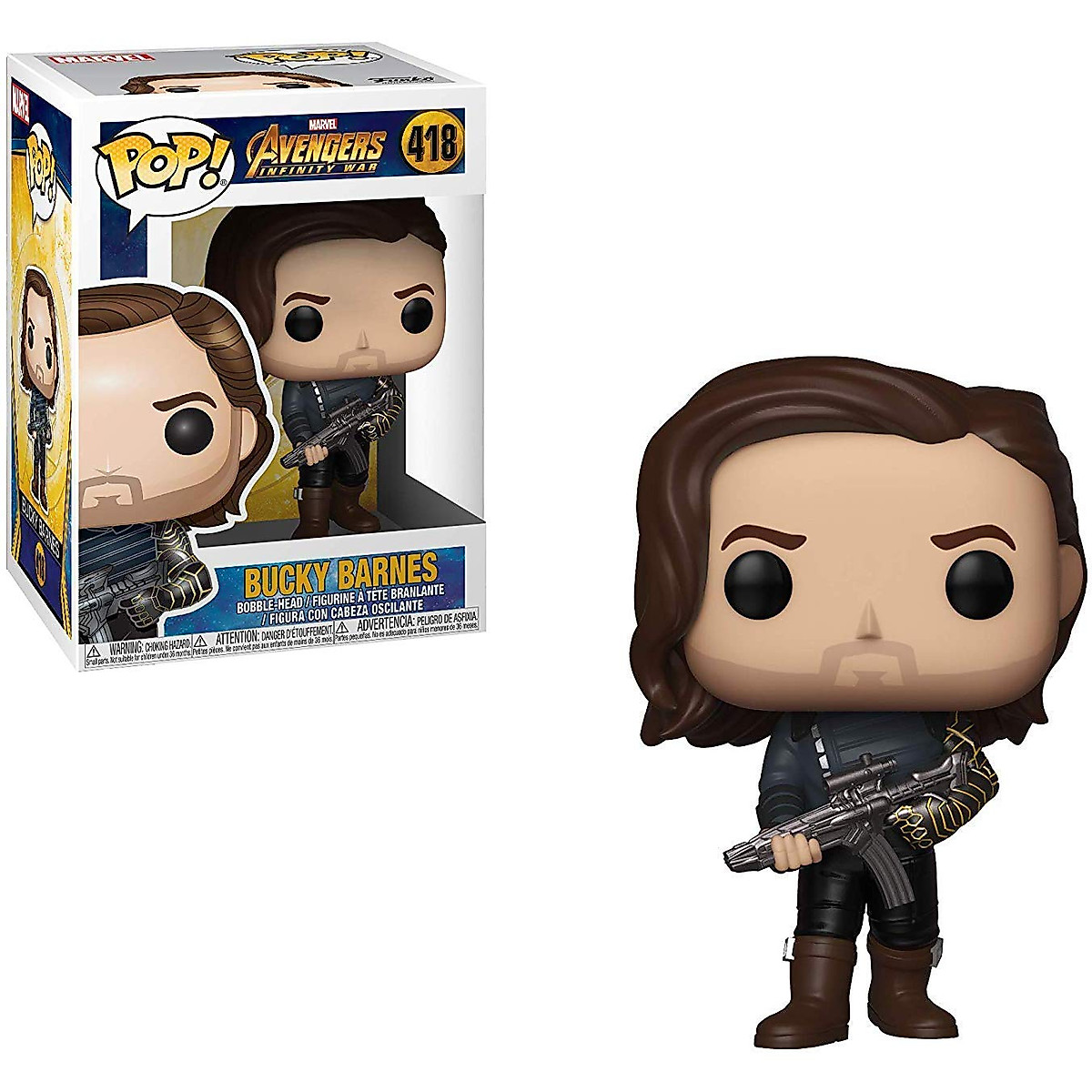POP Marvel: Avengers Infinity War - Bucky Barnes (Winter Soldier) Funko Pop! Vinyl Figure (Bundled with Compatible Pop Box Protector Case), Multicolor, 3.75 inches