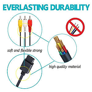 Jedihra 6FT AV Composite Cable for Nintendo N64/SNES/NGC TV RCA Audio Video Cord-2 Pack