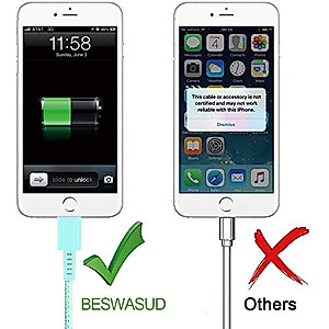 sharllen iPhone Charger Cables iPhone Cords 5 Pack 3/3/6/6/10FT Nylon Braided iPhone Lightning Cable Fast USB Charging Cable Long Cord Compatible iPhone11/Xs/Max/XR/X/8/8P/7/6/5/iPad/iPod Green