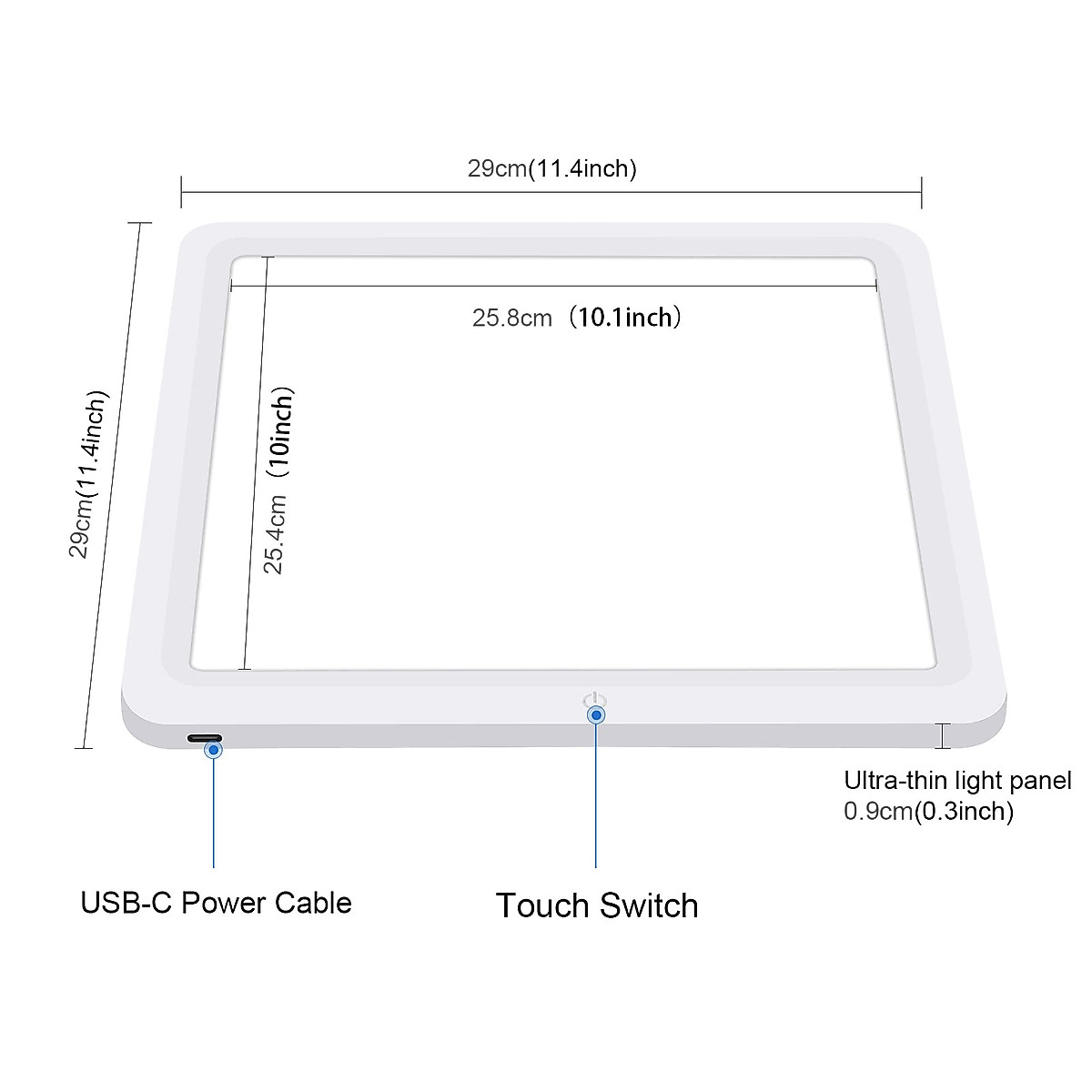 PULUZ 29cm Photography Shadowless Light Panel Ultra Bright LED Fill Light Background Panel Touch Bottom Light Photo Box Light with USB-C Power Suitable for Jewelry Cosmetic Handicraft Shooting
