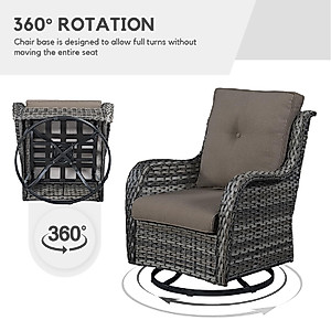 Patio Furniture 4 Piece, All-Weather PE Wicker Outdoor Furniture Set with CSA Certified 30in Propane Fire Pit Table,Outdoor Patio Furniture with Swivel Rocking Chairs