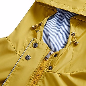 Womens Winter Coats, Solid Colored Hooded Long Sleeved Trench Coat With Striped And Straight Tube Jacket Plus Size Raincoat For Women Coat Pea Jackets, Puffer Coats (XL, Yellow)