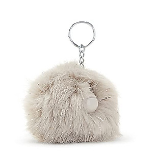 Kipling Womens Pompom Monkey Keychain, Grey Silver, 3.5 L x H 2 D US