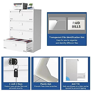 Lateral File Cabinet with Lock, 2 Drawer Metal File Cabinets for Home Office Hanging Letter/Legal/F4/A4, Metal Horizontal File Cabinet with Card Slot for Easy Organization(White)