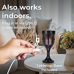 Techko Solar Zapper Torch with 360º Easy-Clean Brush - Outdoor Waterproof Electric Bug Zapper, Rechargeable Insect Trap Fly Zapper for Home, Patio, Camping - Panel Sensor for Efficient Bug Zapping