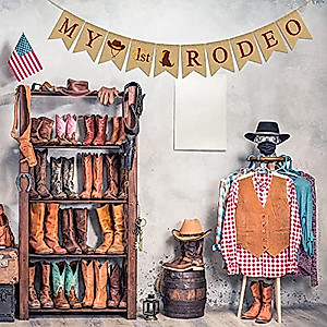 Jute Burlap My 1st Rodeo Banner Cowboy Wild West Boy Girl First Birthday Party Photo Booth Backdrop