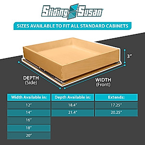 SlidingSusan Pull Out Cabinet Organizer - Fully Assembled Pull Out Drawers For Kitchen Cabinets - Dovetail and Soft Close Cabinet Pull Out Shelves - Fast and Easy D.I.Y. Installation - 12" W x 21" D