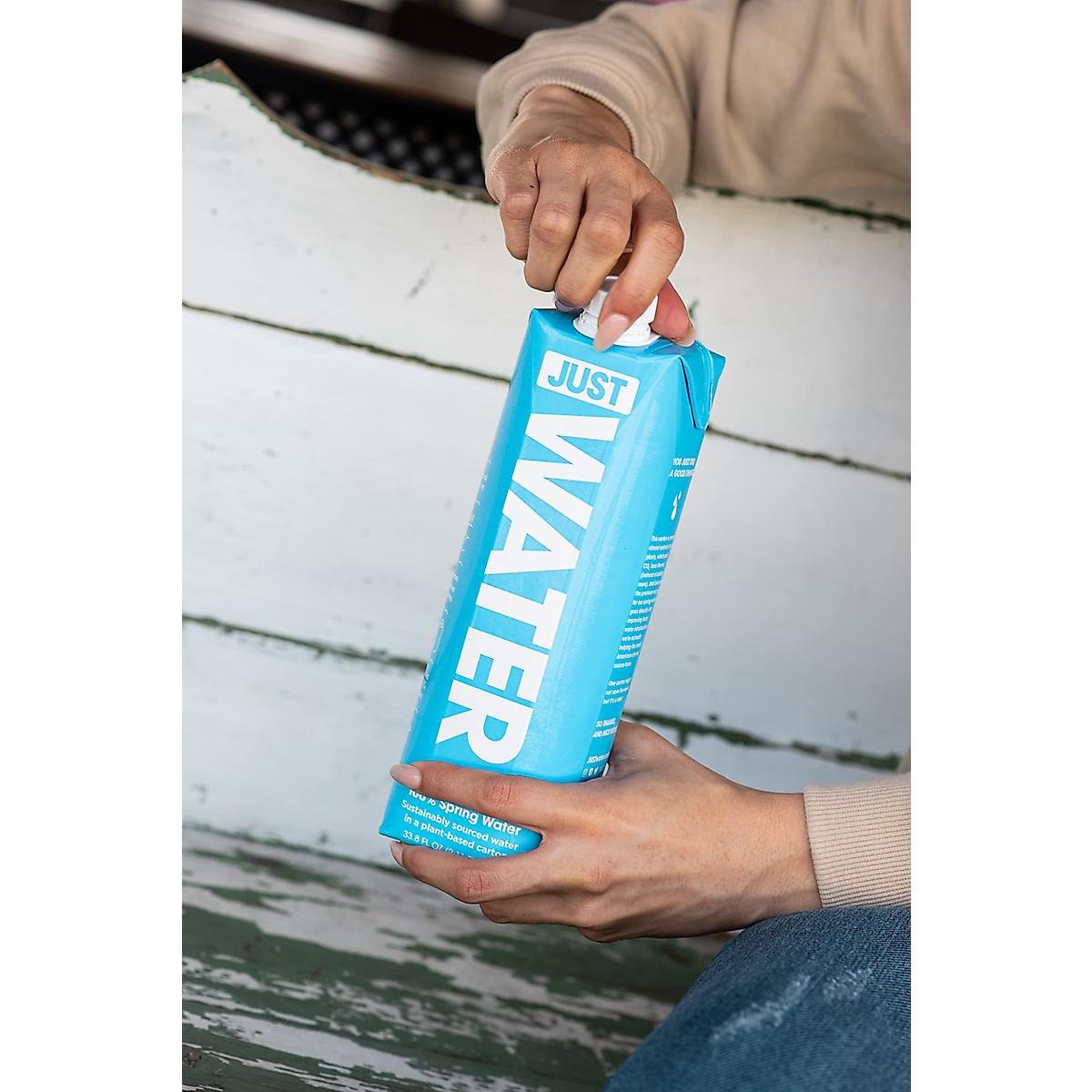 JUST Water - 100% Spring Water, Naturally Alkaline, 8.0 pH - Plant-Based, BPA Free, Sustainable and Fully Recyclable Boxed Water Bottle - Eco-Friendly - 1L / 33.8 Fl Oz (Pack of 6)