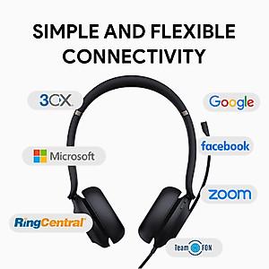 Yealink UH37 USB Headset with Microphone for PC Laptop - Headphones with Noise Cancelling Microphone for Computer,On-Ear Wired Office Call Center Headset Dual