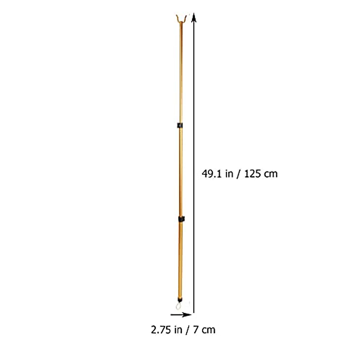 DOITOOL Long Reach Hook 49.1 inch Extended Closet Pole with Utility Hook, Retractable Long Reach Stick Closet Pole Telescoping Long Pole for Clothes, Shutter, Closet, Curtain, Shelf, Ceiling ( Gold )