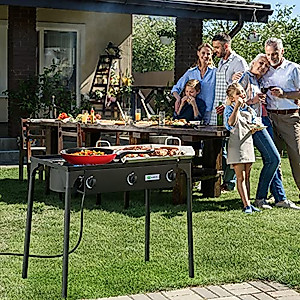 STAKOL 3 Burner Propane Stove Outdoor, 225,000 BTU Camping Stove Propane with Removable Legs & CSA Regulator, High Pressure Portable Gas Stove for Cooking Home Patio Cookout