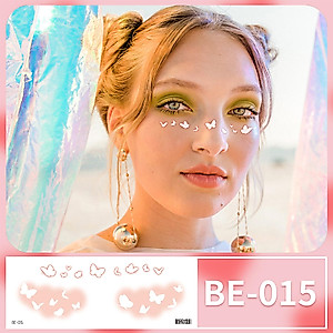 Coszeos 10 Sheets Glitter Butterfly Makeup Temporary Tattoos and 19 Sheets Face Freckle Temporary Tattoos for Girl Women Bundled Product