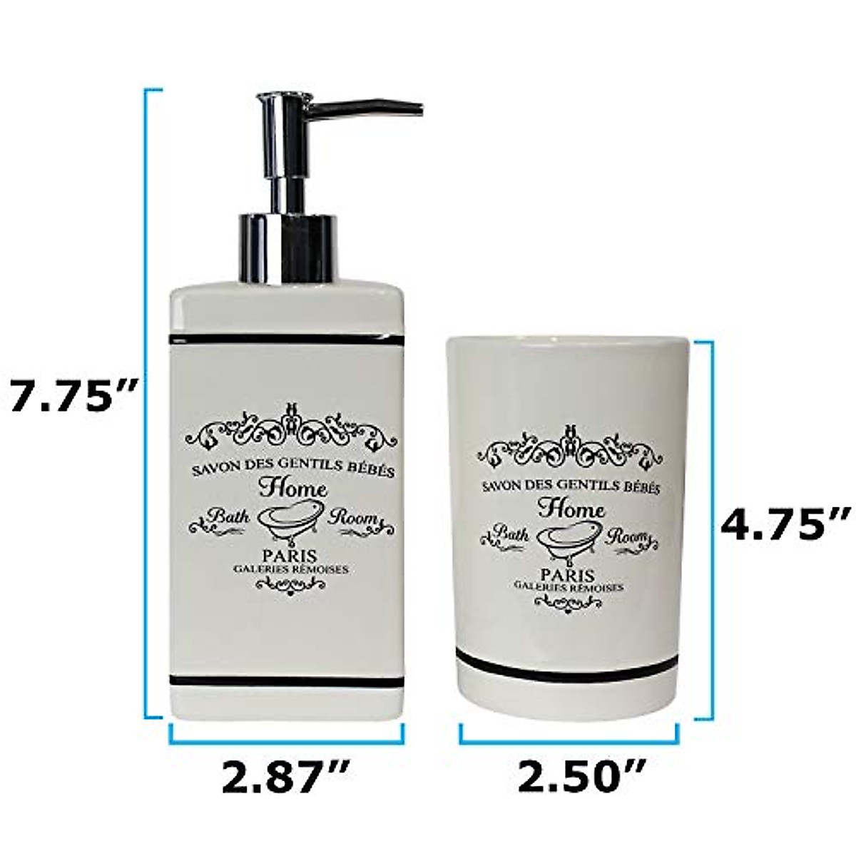 Blue Donuts 4 Piece Paris White Bath Accessory Set