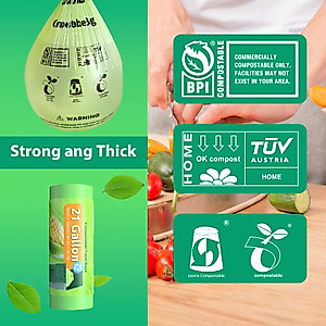 GreFusion Compostable Trash Bags 21 gallon,20 Count,Extra Thick 1.28 Mills,Fits13-25 gallon trash can, Extra Strong and thick,Compostable Lawn & Leaf Yard Waste bags,ASTM D6400,Bpi Certified