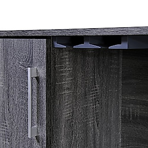Christopher Knight Home Lochner Mid-Century Faux Wood Wine and Bar Cabinet, Black / Sonoma Grey Oak Finish