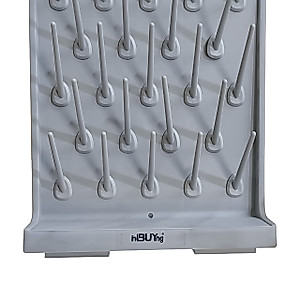 INTBUYING Bottle Drying Rack Pegboard Wall Mounted Desk Grey 27Pegs Removable PP Glassware Drying Draining Rack Education&lab Cleaning Equipment