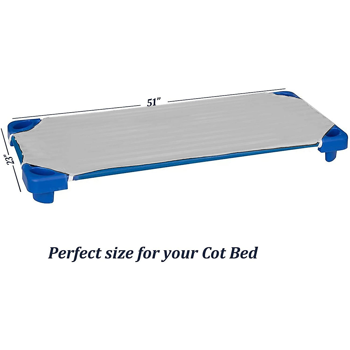 Camp County Beyond Cot Sheets for Toddler and Preschool - Daycare/Pre-School Cot Sheet - Corner Elastic Loops - Cot Bed Fitted Sheet - 100% Cotton Surface Pack of 6 (22" W X 52" L) - Light Grey Stripe