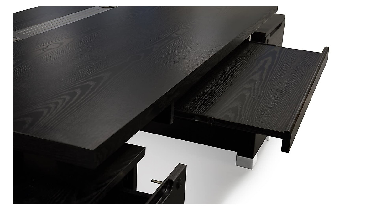 Zuri 79" Modern Ford Executive Desk - Black Oak Office Desk