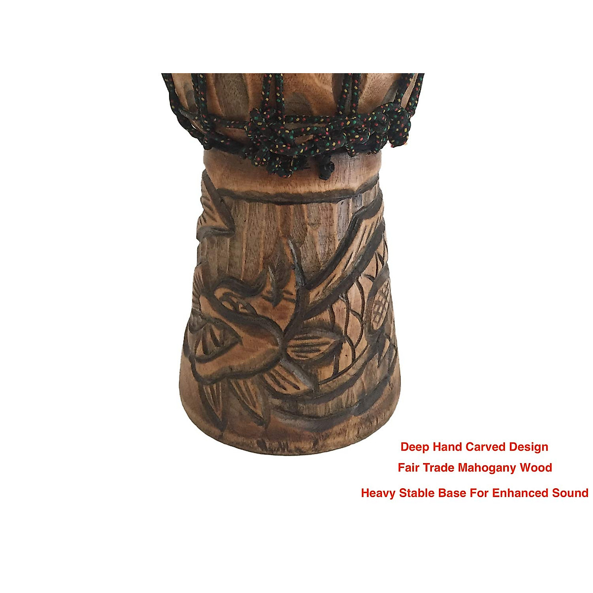 Djembe Drum Solid Wood Deep Carved Bongo Congo African Drum - 12" HIGH MED SIZE - Professional Quality - NOT MADE IN CHINA - JIVE BRAND (Dragon)