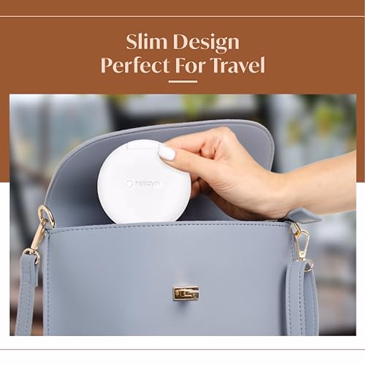 Retayn Aligner/Retainer Case with Built-In Mirror & Magnetic Lock - Premium Silicone-Lined Case Holder with Vent Holes for Aligners, Retainers, Mouth Guards (White & Blush)