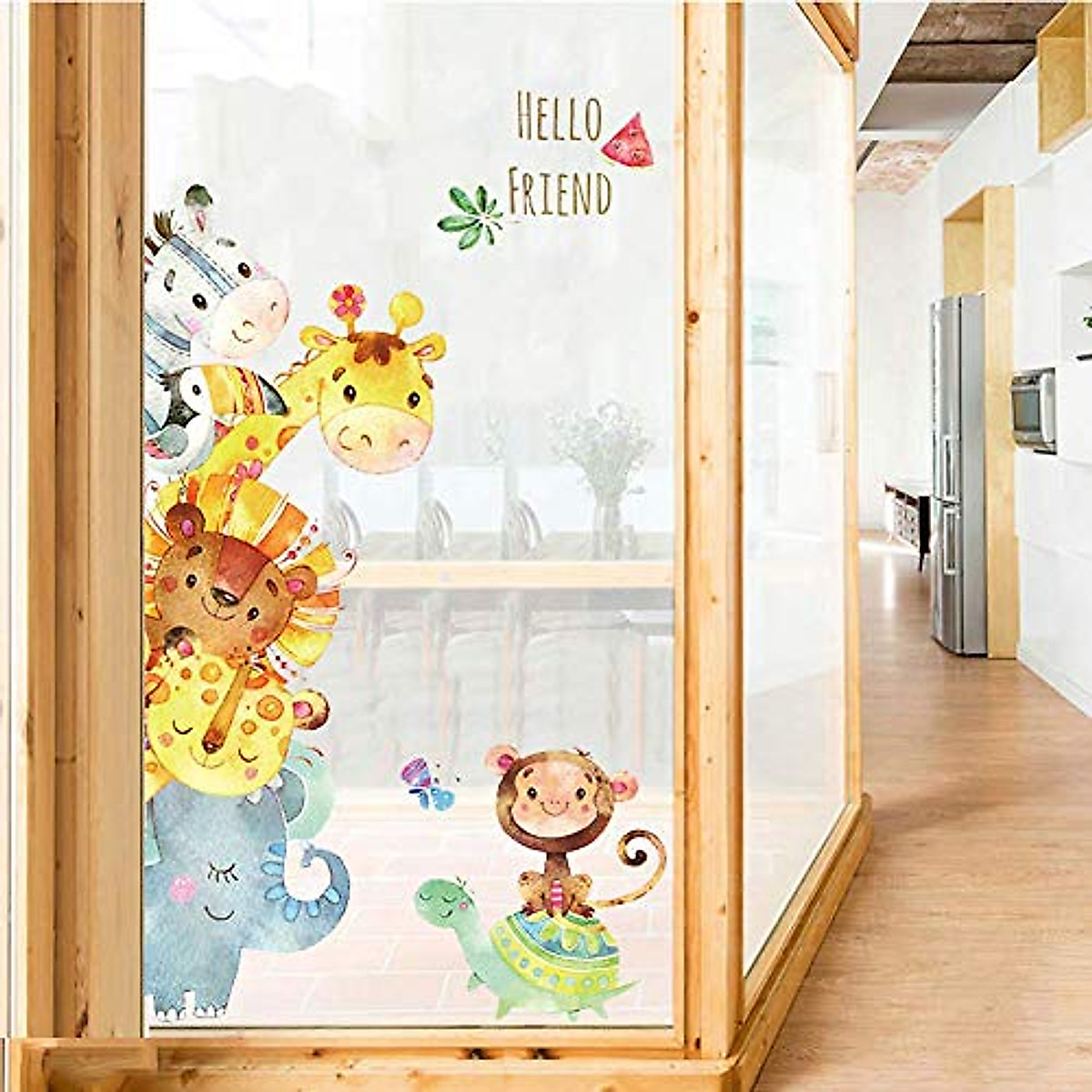 Cartoon Animals Wall Stickers DIY Children Mural Decals for Nursery Kids Baby Room Decor Bedroom Wardrobe Classroom Door Decoration (Animal)