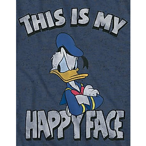 Disney Donald Duck Angry Grumpy This is My Happy Face T-Shirt(Indigo Heather Black,Large)