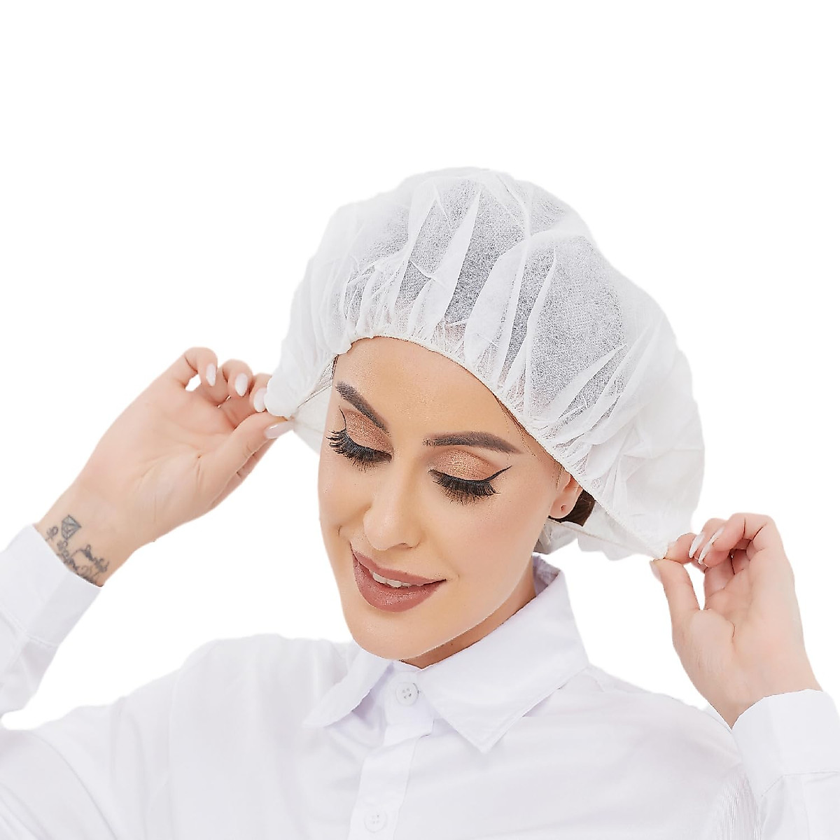 ZMDREAM Hair Nets Food Service Disposable Bouffant Cap Extra Large 24-Inch Latex Free Pack of 100 White