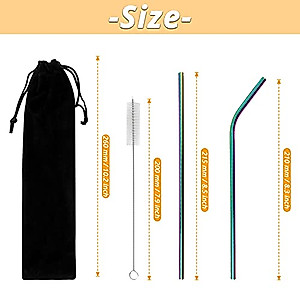 Sihuuu Metal Straws with case, Reusable Stainless Steel Straws with Brush, Extra Long Travel Drinking Straws for YETI tumbler, Coffee Mug, Water Bottle, Dishwasher Safe, Popotes de Acero Inoxidable