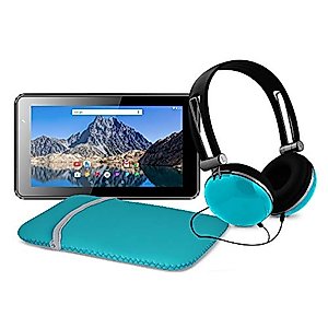 Ematic 7-Inch Android 7.1 (Nougat), Quad-Core 16GB Tablet with Folio Case and Headphones, Teal