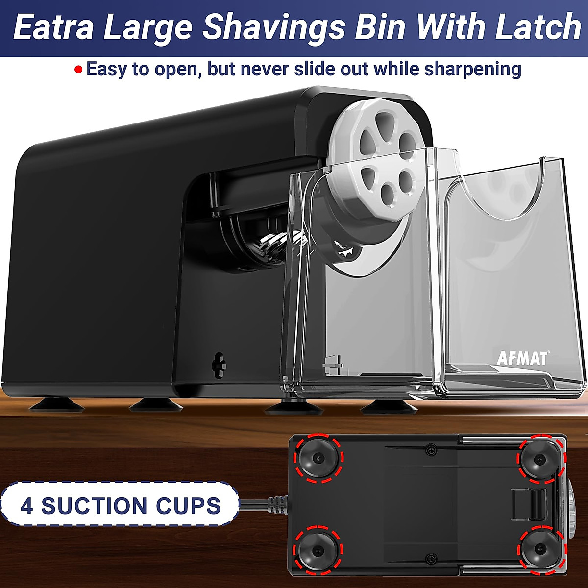 Electric Pencil Sharpener Heavy Duty, 6 Holes, Auto Stop AFMAT Pencil Sharpeners for School, Classroom Electric Sharpener for 6-10.2mm Pencils, 7000 Sharpening Times, Do not Eat up Colored Pencils