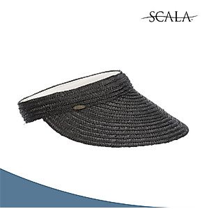 Scala Womens Sewn Braid Visor, Black, One Size