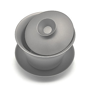 AXUYU Titanium 200ml Tea Cup with Lid and Saucer Set Chinese Traditional Gaiwan Kungfu Tea Bowl Double-Wall Loose Leaf Tea Cup